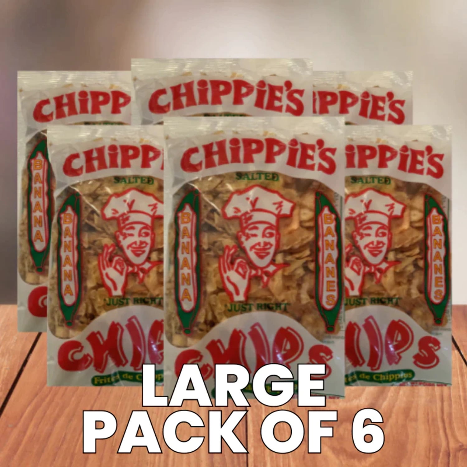 Chippie's Banana Chips Snack Bags, Large Pack of 6, Salted Just Right ...