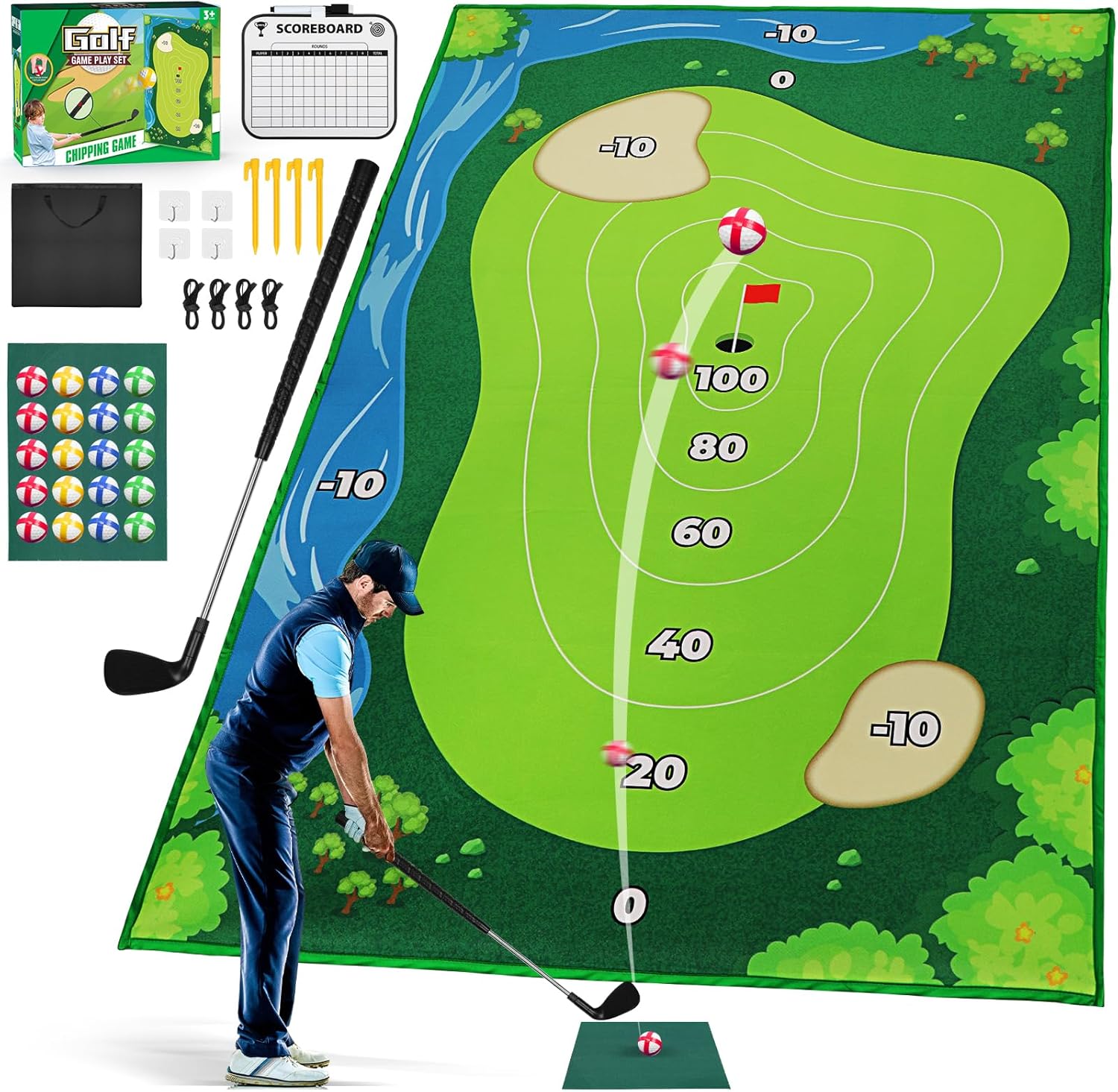 Chipping Golf Practice Mats Golf Game Training Mat - Indoor Outdoor ...