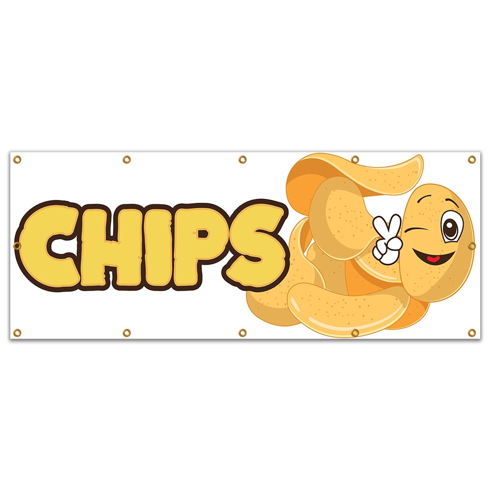 Chips 2 120" Banner Concession Stand Food Truck Single Sided - Walmart.com