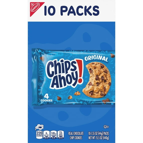 Chips Ahoy! Original Chocolate Chip Cookies Multipack 1.55 oz Bags, 10 ...