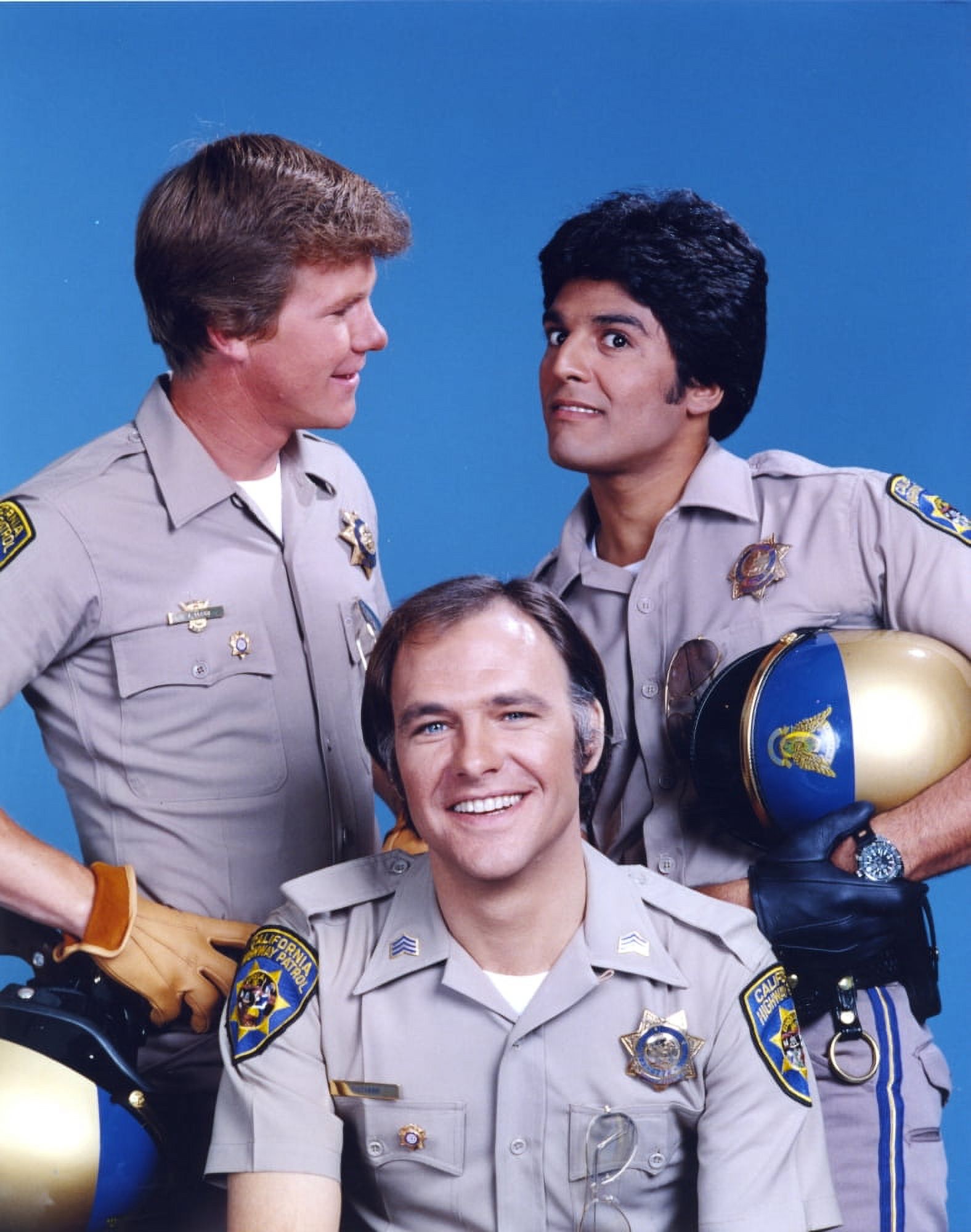 Chips Cast Posed Together in Police Uniform with Helmets Photo Print (8 ...