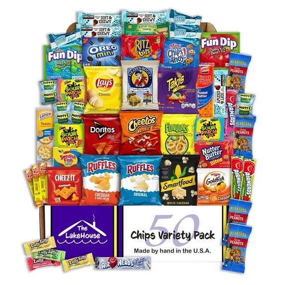 The LakeHouse Chips Variety Pack, 50 Count, Single Serve Snacks, Chips ...