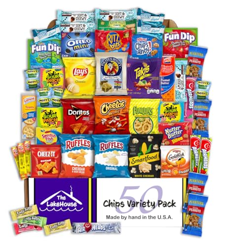 Chips Variety Pack 50 Count - Snacks Sampler Care Packages for College ...