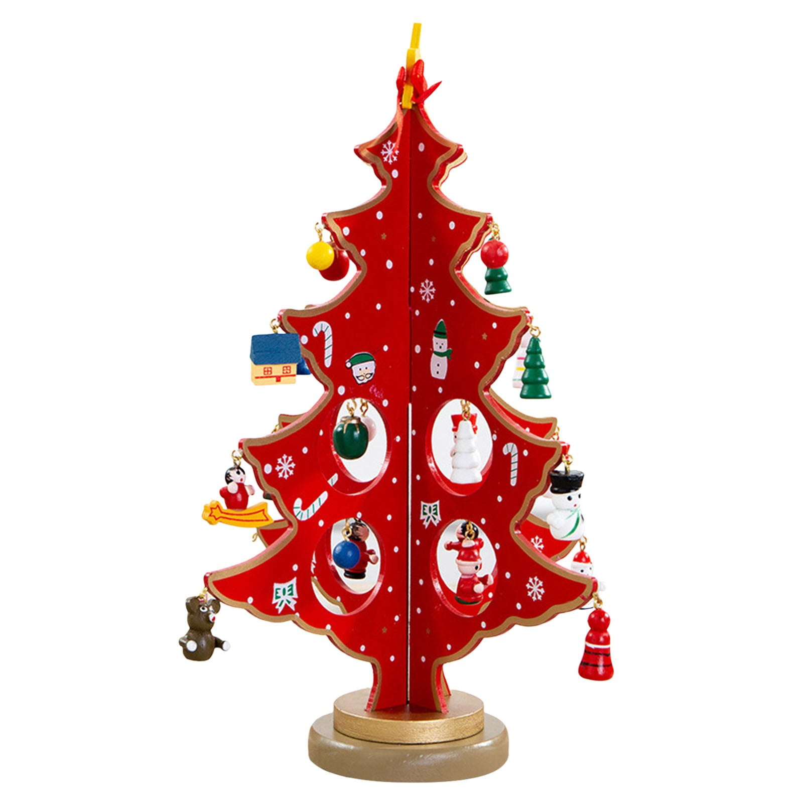 ChiqVue Mini Wooden Tabletop Christmas Tree Christmas Toy Set Countdown ...