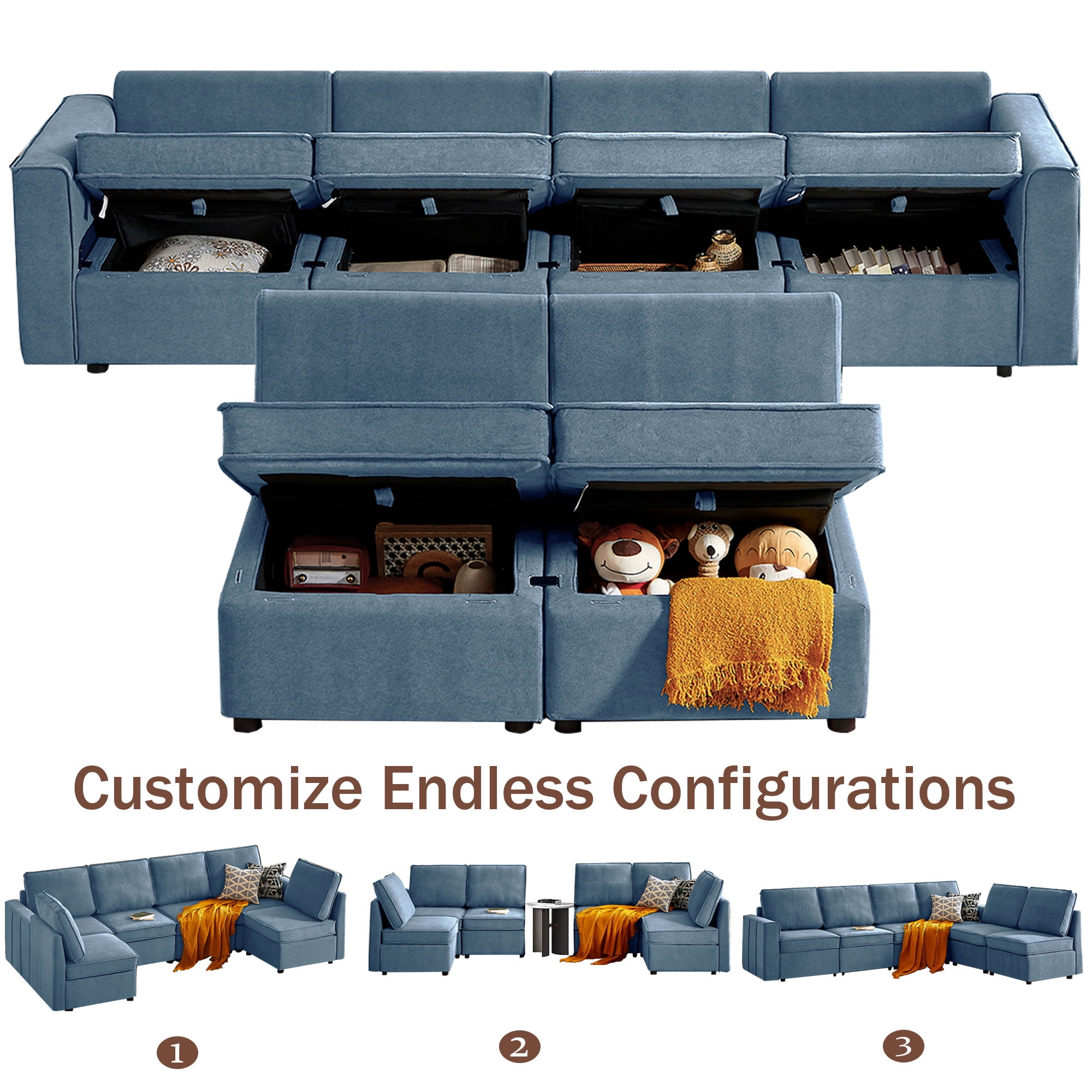 Chireca Modular Sectional Sofa, U Shaped Convertible Sectional Modular ...