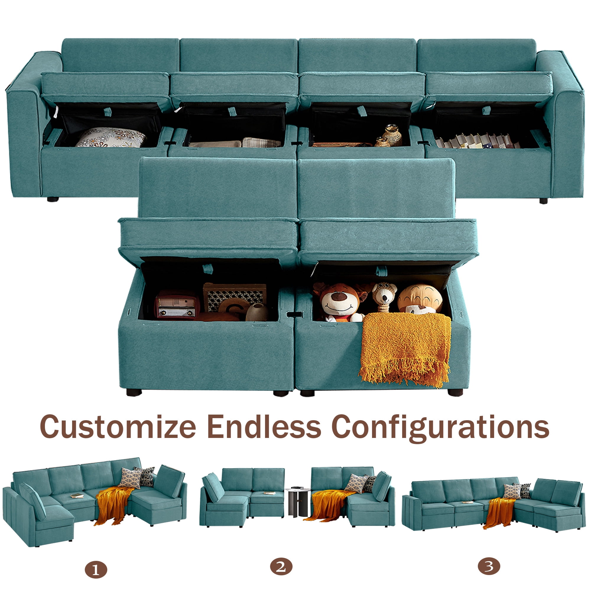 Chireca Modular Sectional Sofa, U Shaped Convertible Sectional Modular ...