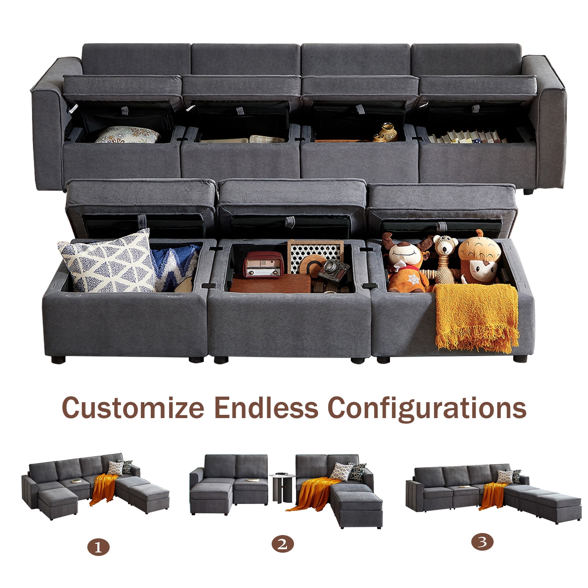 Chireca Modular Sectional Sofa, U Shaped Sectional Modular Sofa Couch ...