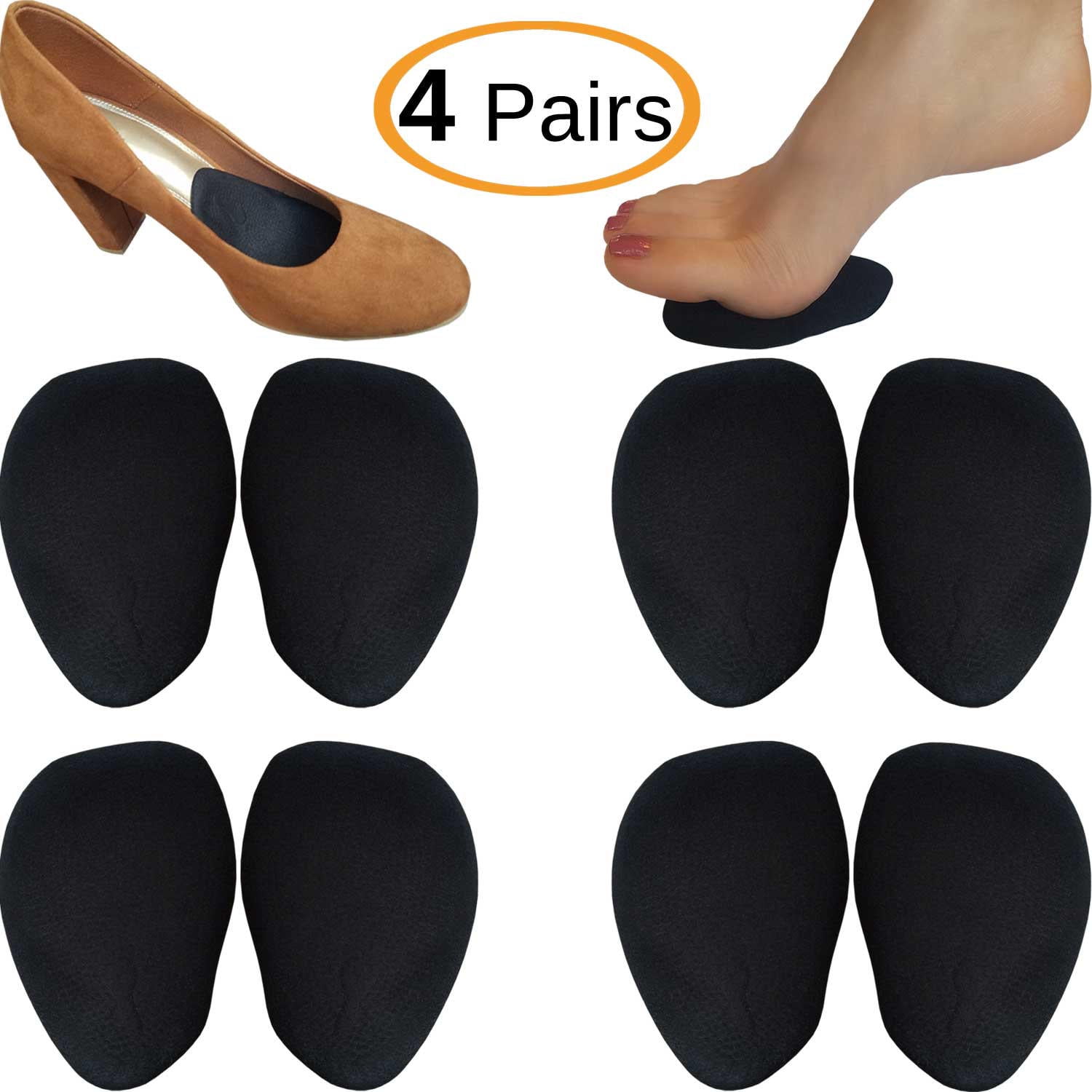 Chiroplax High Heel Cushion Inserts Pads (4 Pairs) Suede Ball of Foot ...