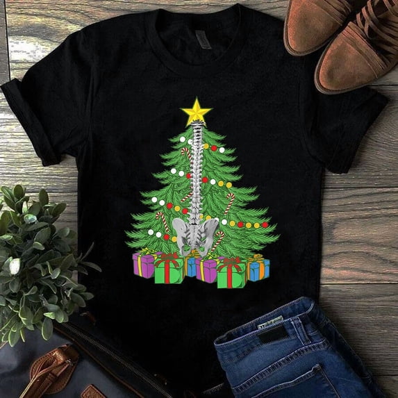 Chiropractic Christmas Tree Spine Anatomy Xmas Gift Profession Unisex T ...