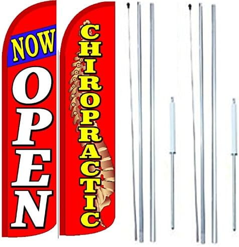 Chiropractic Now Open King Flag Sign With Complete Hybrid Pole set ...