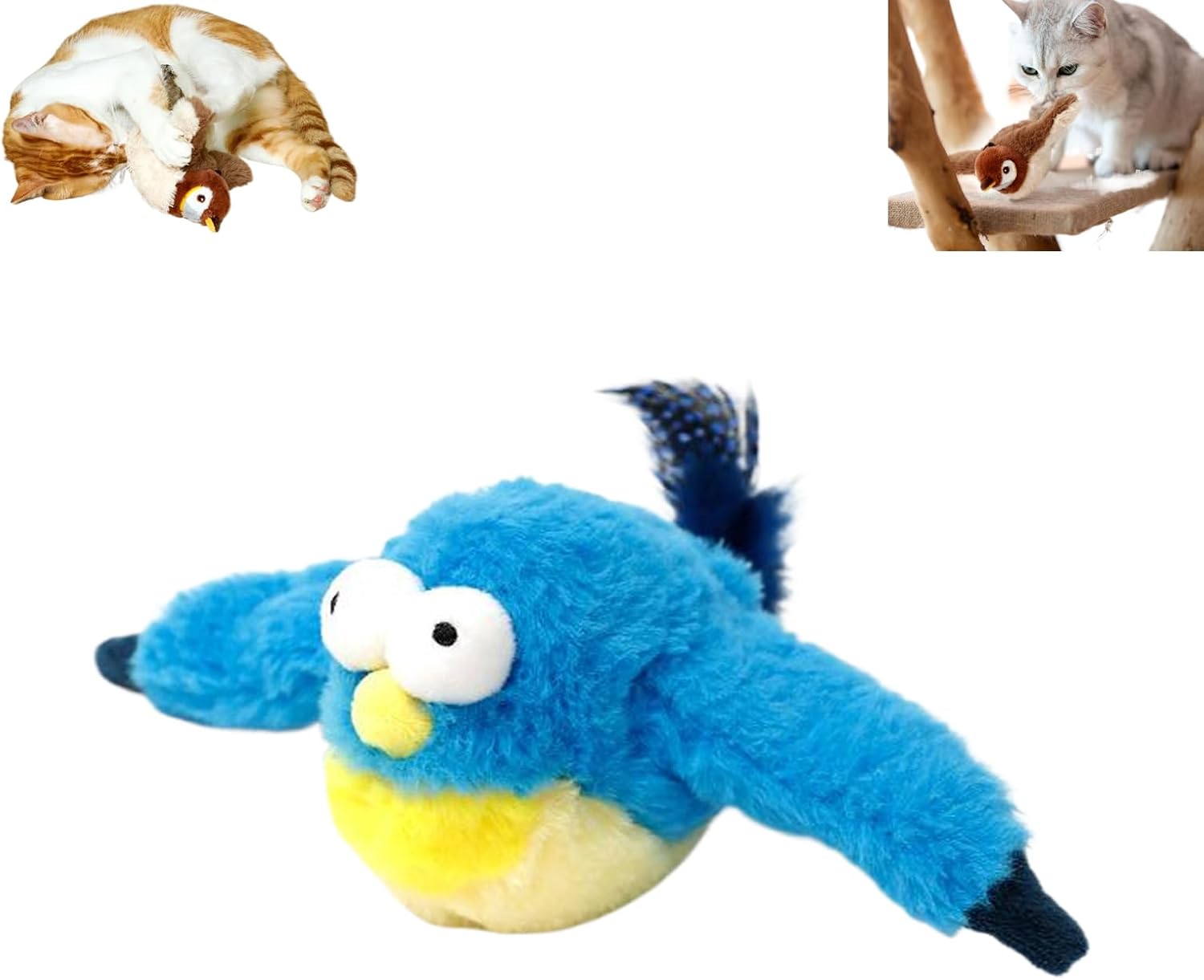 Chirping Bird Cat Toy, Flapping Owl Cat Toys Automatic Interactive Cat ...