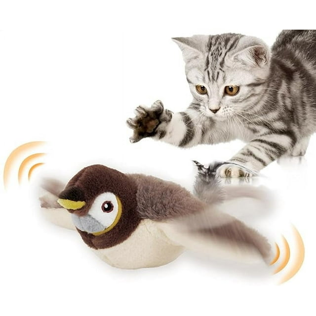 Chirping Bird Cat Toy Flapping Wings,Flying Bird Cat Toy, Flapping Bird ...