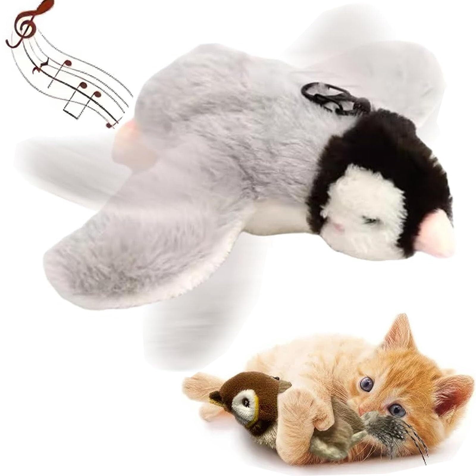 Chirping Bird Cat Toy Flapping Wings, Flying Bird Cat Toys for Indoor ...