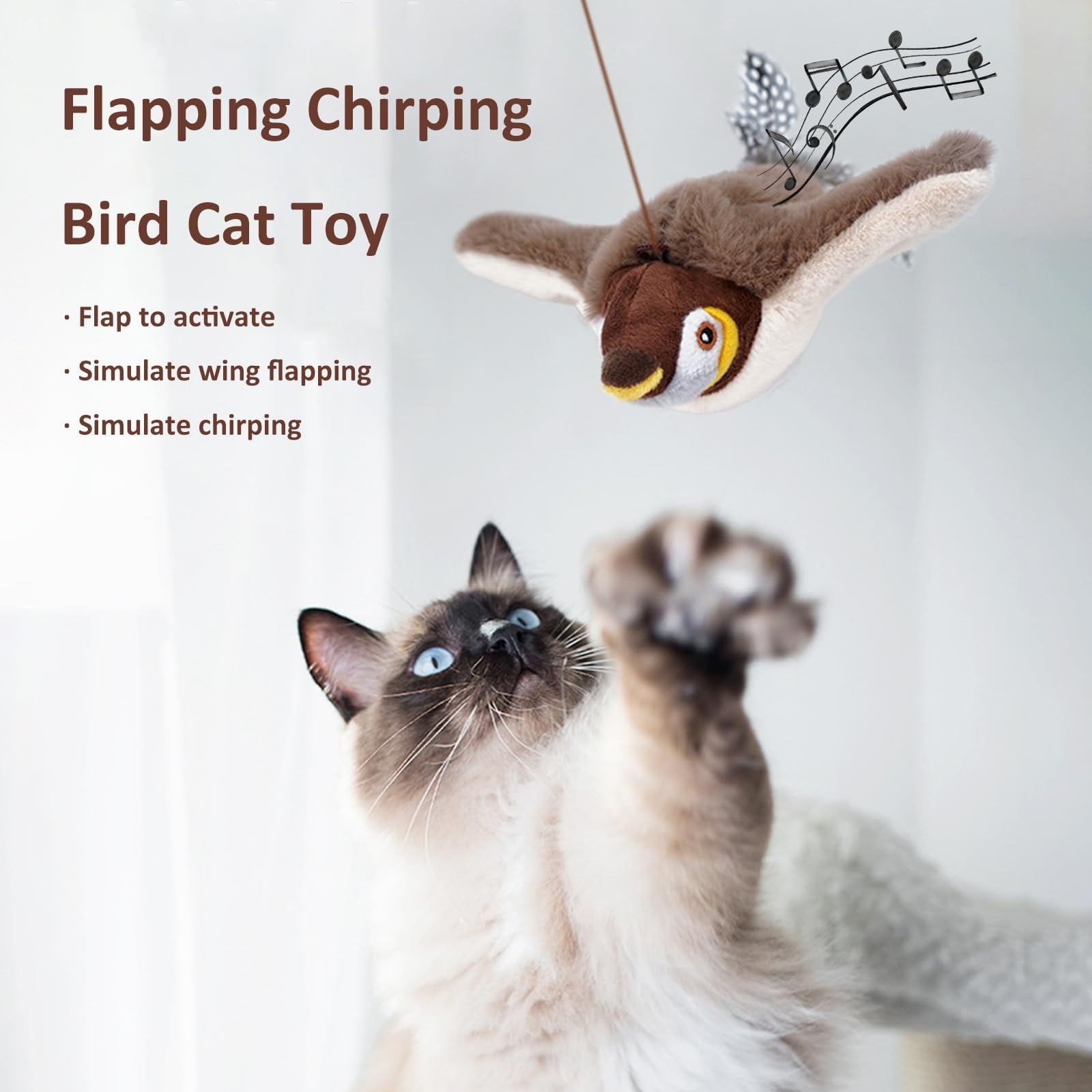 Chirping Bird Cat Toy Flapping Wings, Simulated Chirping Bird Cat Toy ...