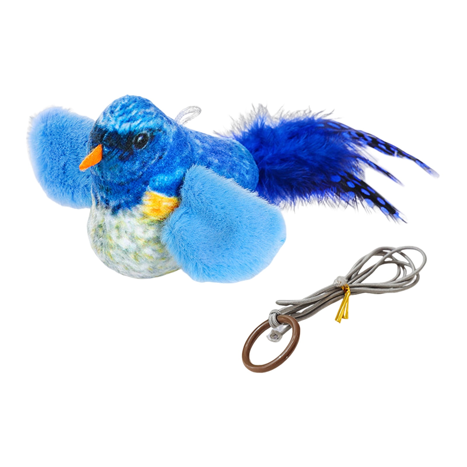 Chirping Bird Cat Toy Interactive Flapping Wings Plush Bird Toy Battery ...