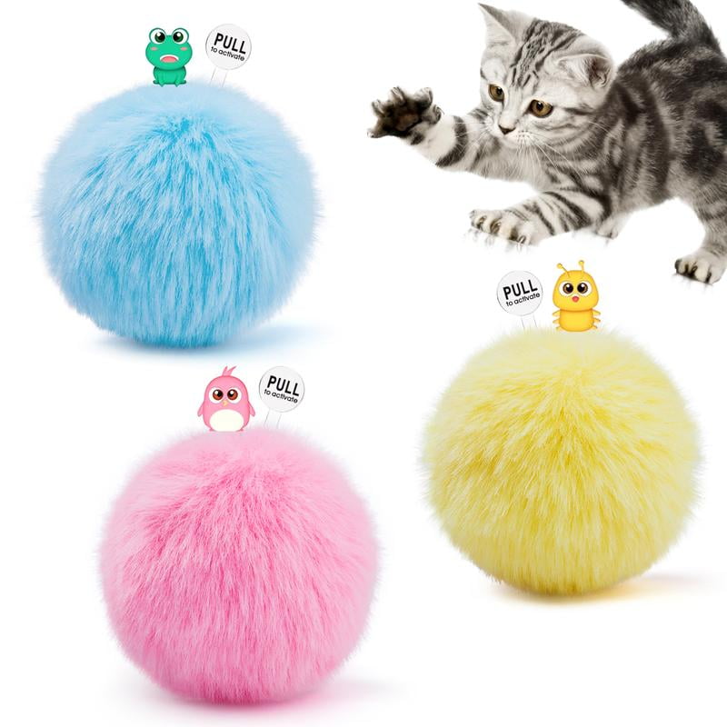 Chirping Cat Toys Balls with SilverVine, Upgraded, 3 Pack Fluffy ...