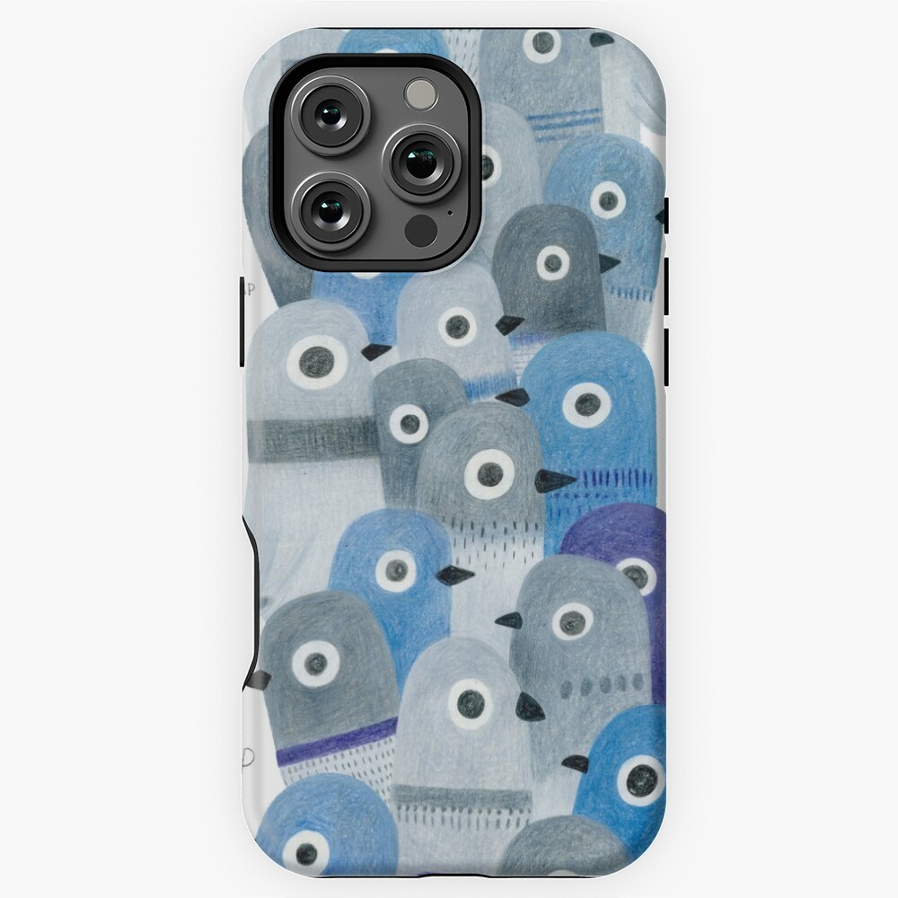 Chirping City Pigeons Urban Illustration iPhone Case 17 16 15 14 13 12 ...