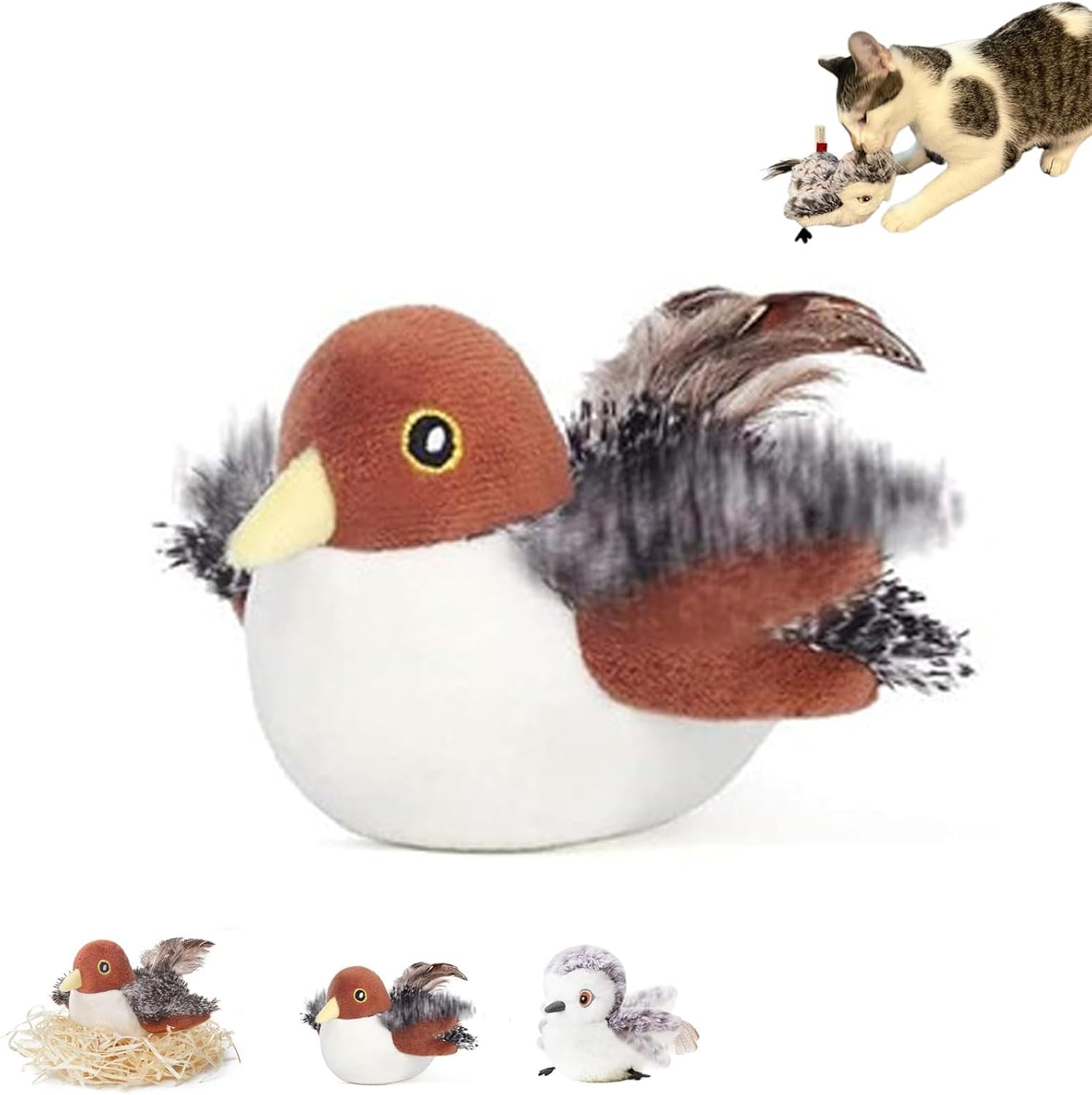 Chirppaws Flapping Bird, Chirping Flapping Bird Cat Toy, Interactive ...