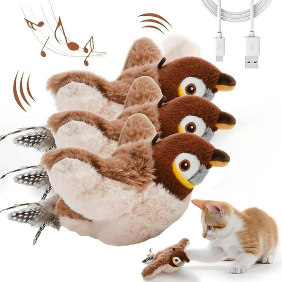 Chirppaws Flapping Bird,USB Rechargeable Motion-Activated Toy with ...