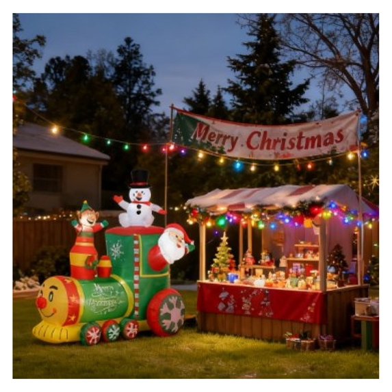Chirsmas Inflatable Train with Santa Claus, Snowman, Blow-Up Outdoor ...
