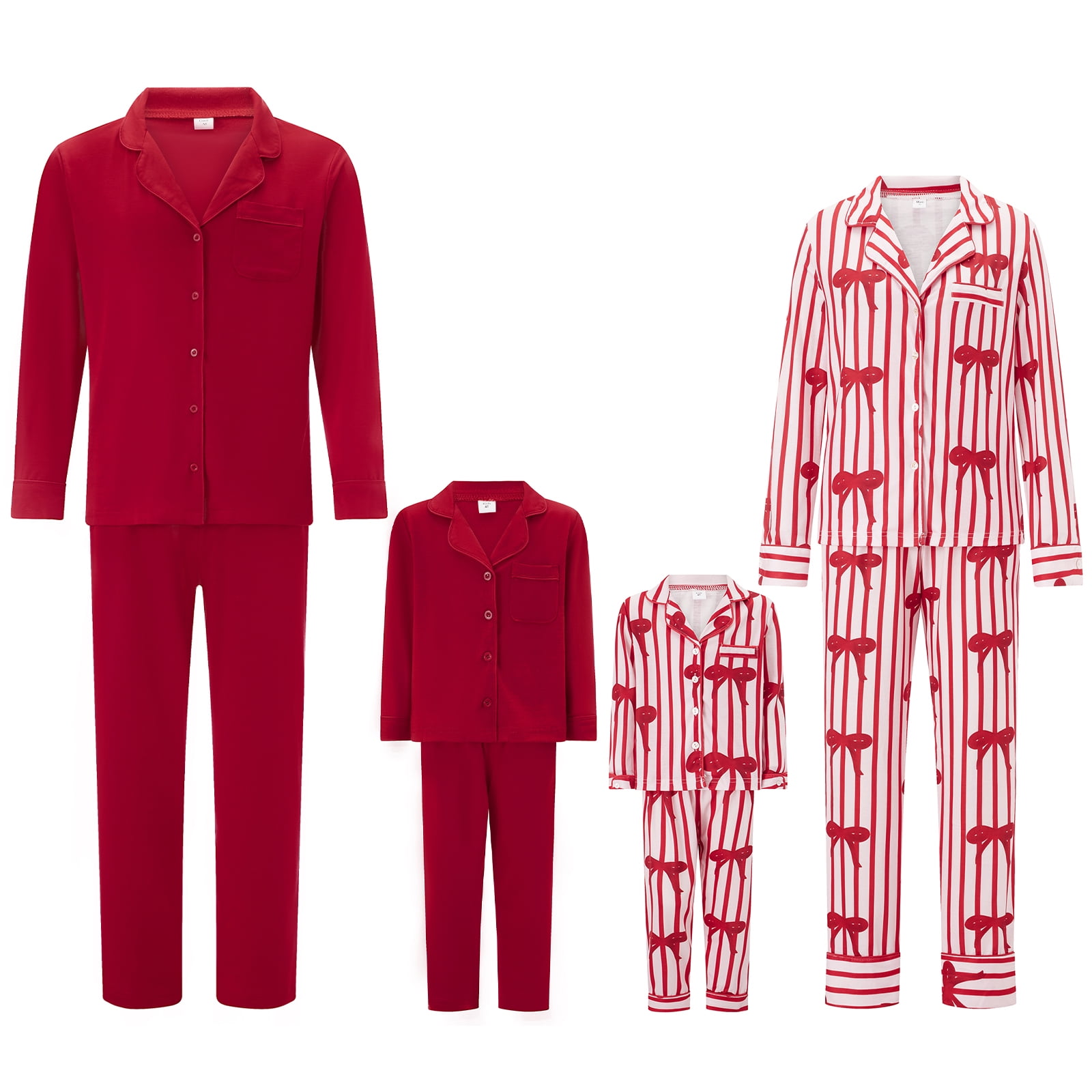 Chirstmas Family Matching Pajama Set Lapel Neck Button-up Long Sleeve ...