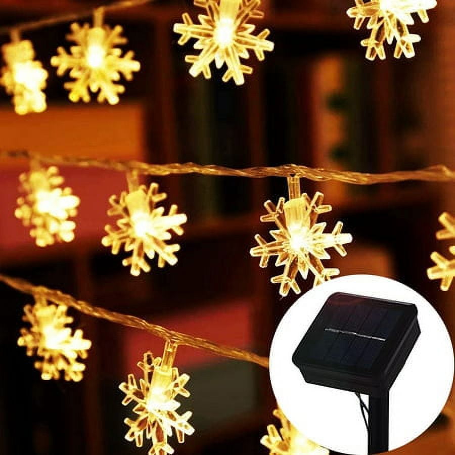 Chirstmas Snowflake String Lights 50 LED Holiday Fairy Lights Solar ...