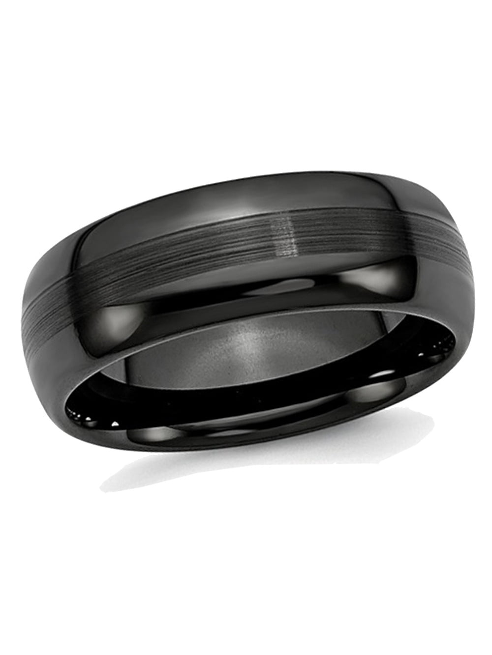 Chisel Black Ceramic 8mm Brushed and Polished Wedding Band Ring for Men ...