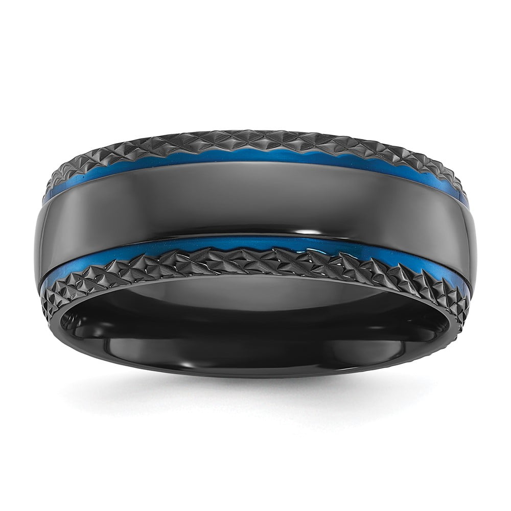 Chisel Black Zirconium Polished Blue IP-plated with Textured Edge 8mm ...