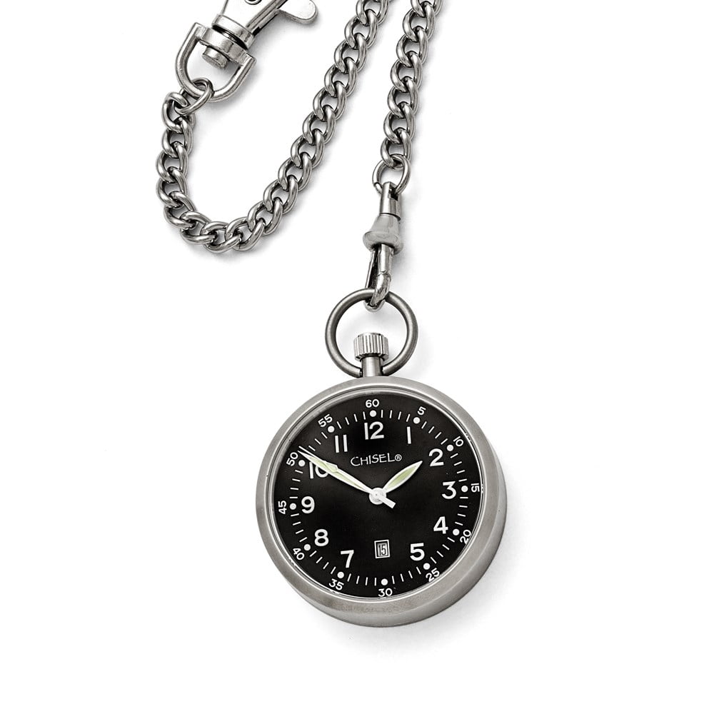 Chisel Stainless Steel Black Dial Pocket Watch - Walmart.com