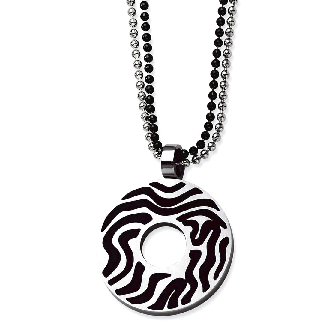Chisel Stainless Steel Black IP-plated & Black Rubber Swirl Circle ...