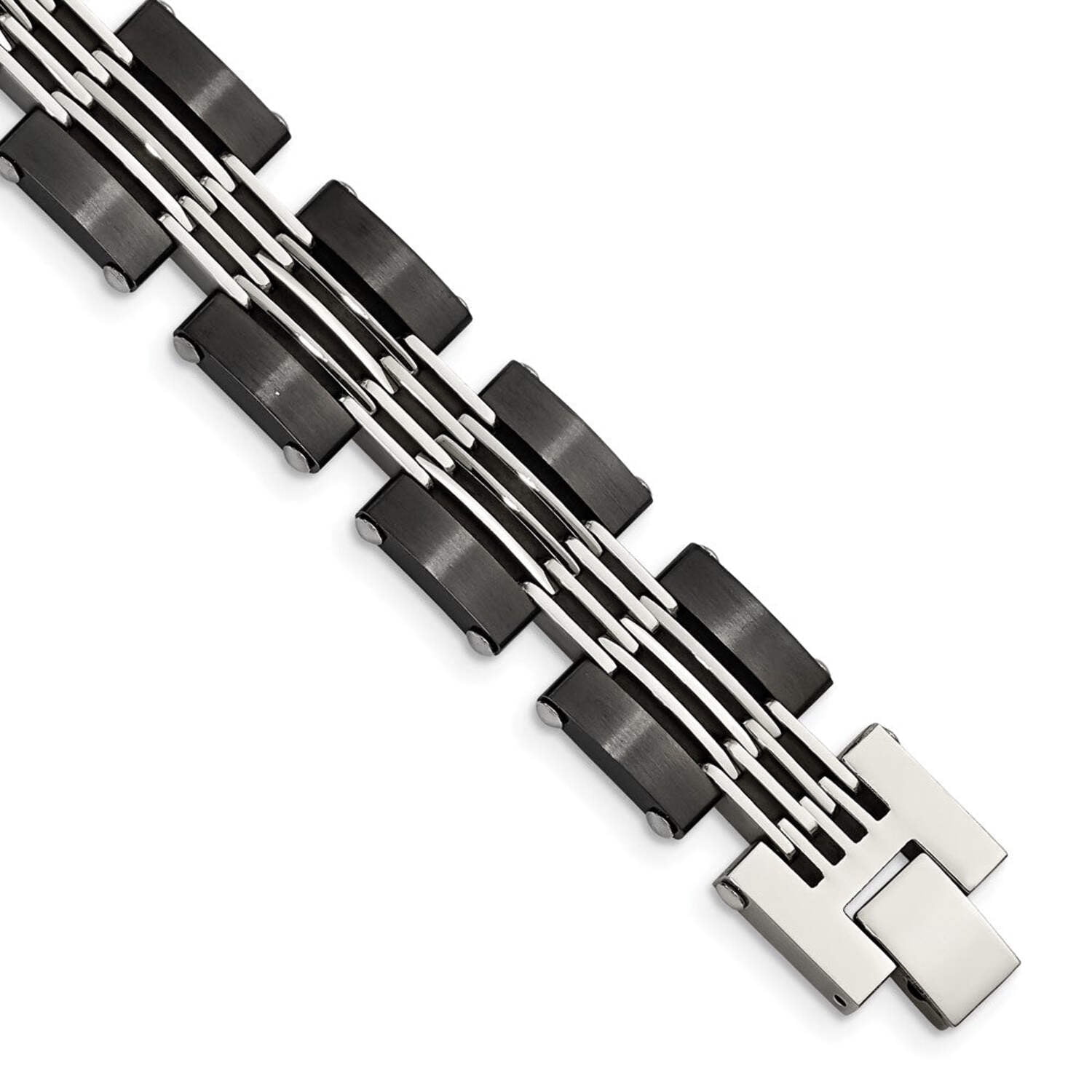 Chisel Stainless Steel Brushed and Polished Black IP-plated 8 inch Link ...