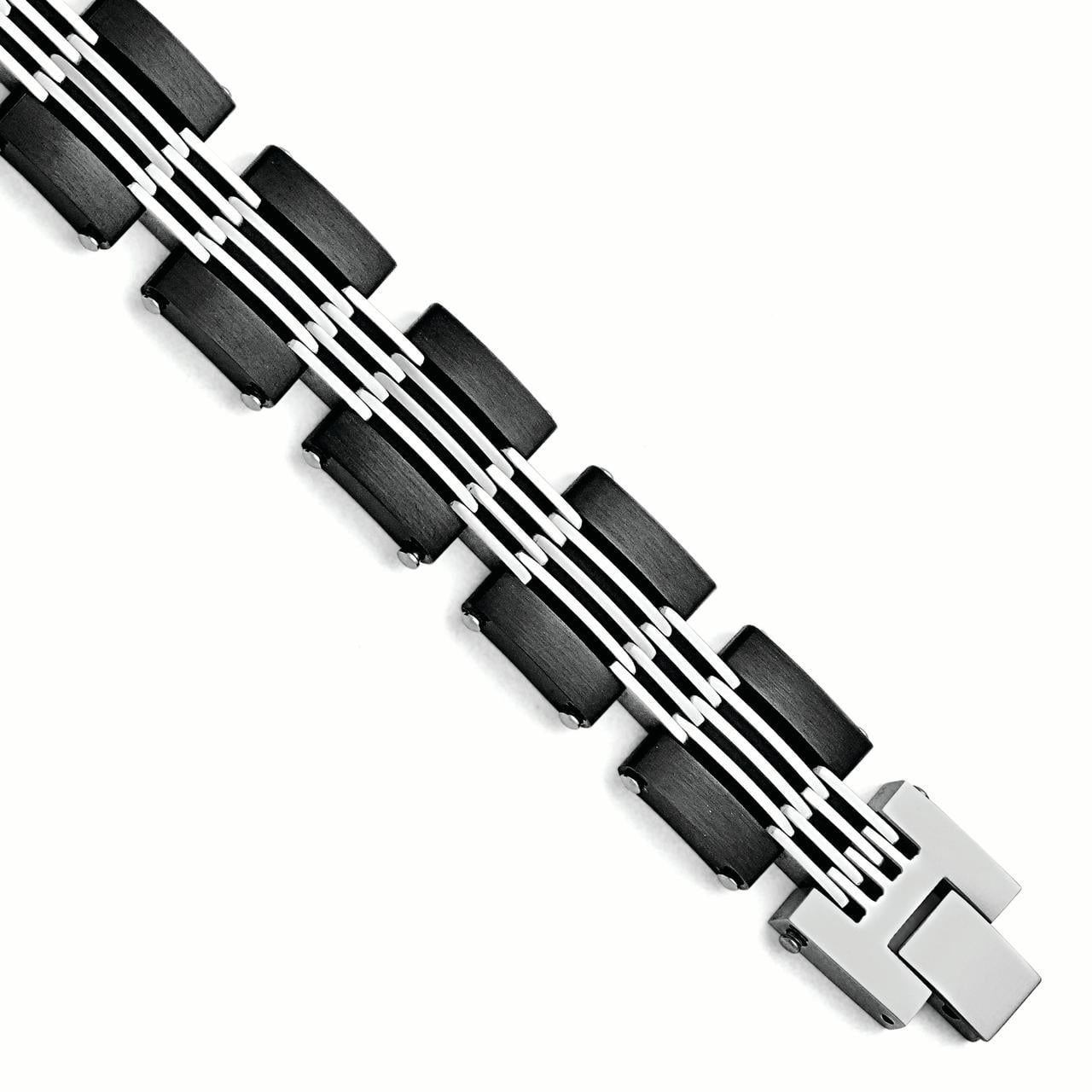 Chisel Stainless Steel Brushed And Polished Black Ip-plated Bracelet ...