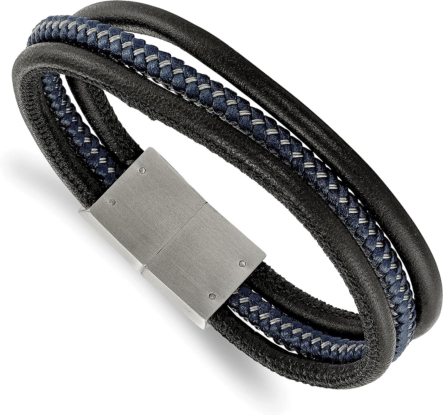 Chisel Stainless Steel Brushed Wire Multi Strand Black and Blue Braided ...