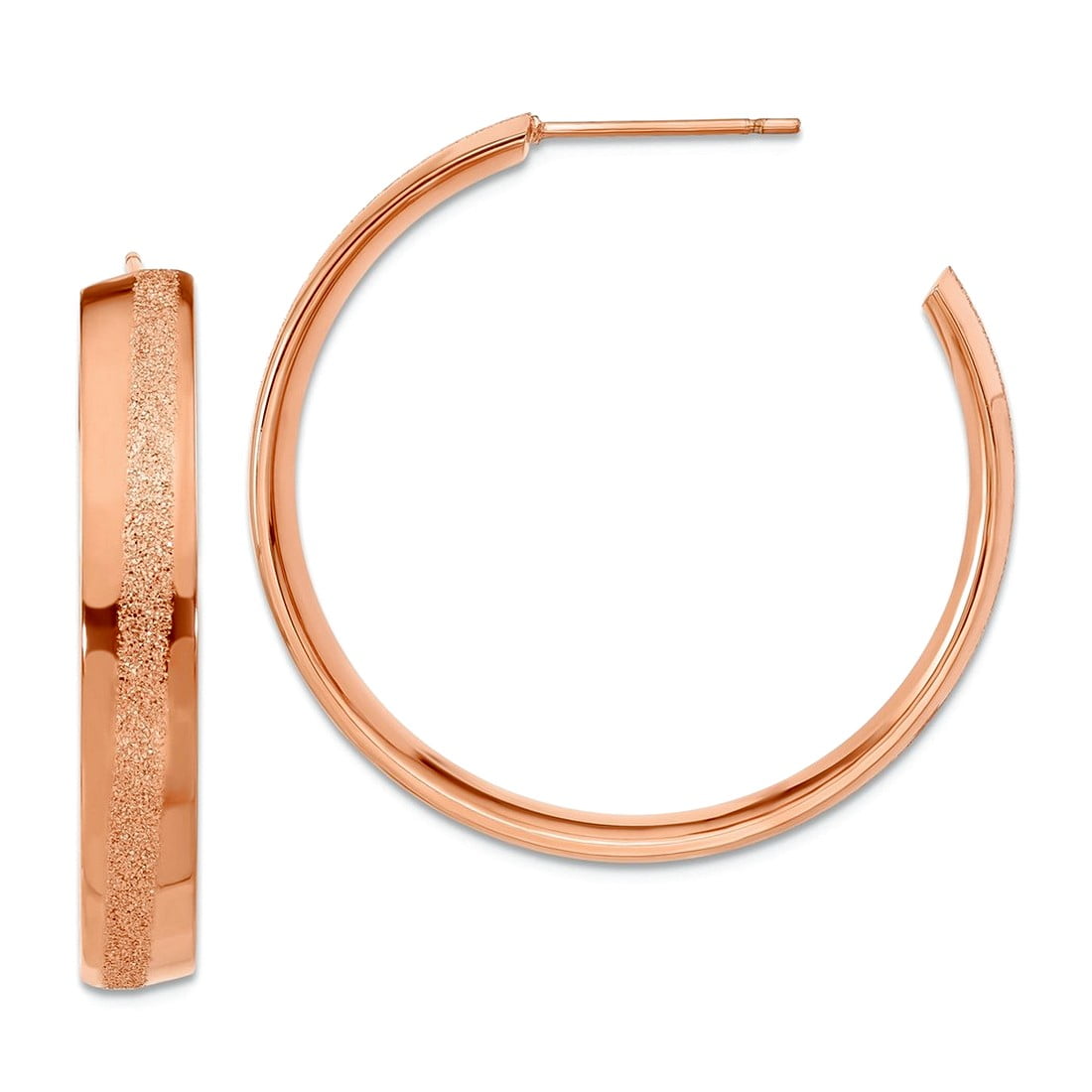 Chisel Stainless Steel Pink IP-Plated Laser Cut Glitter Post Round Hoop ...