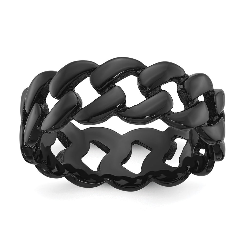 Chisel Stainless Steel Polished Black IP-plated 8mm Curb Link Band ...