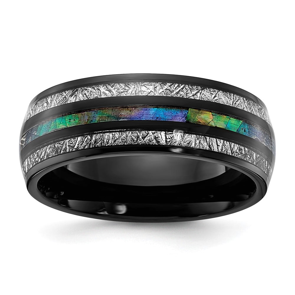 Chisel Stainless Steel Polished Black IP-plated with Abalone and ...