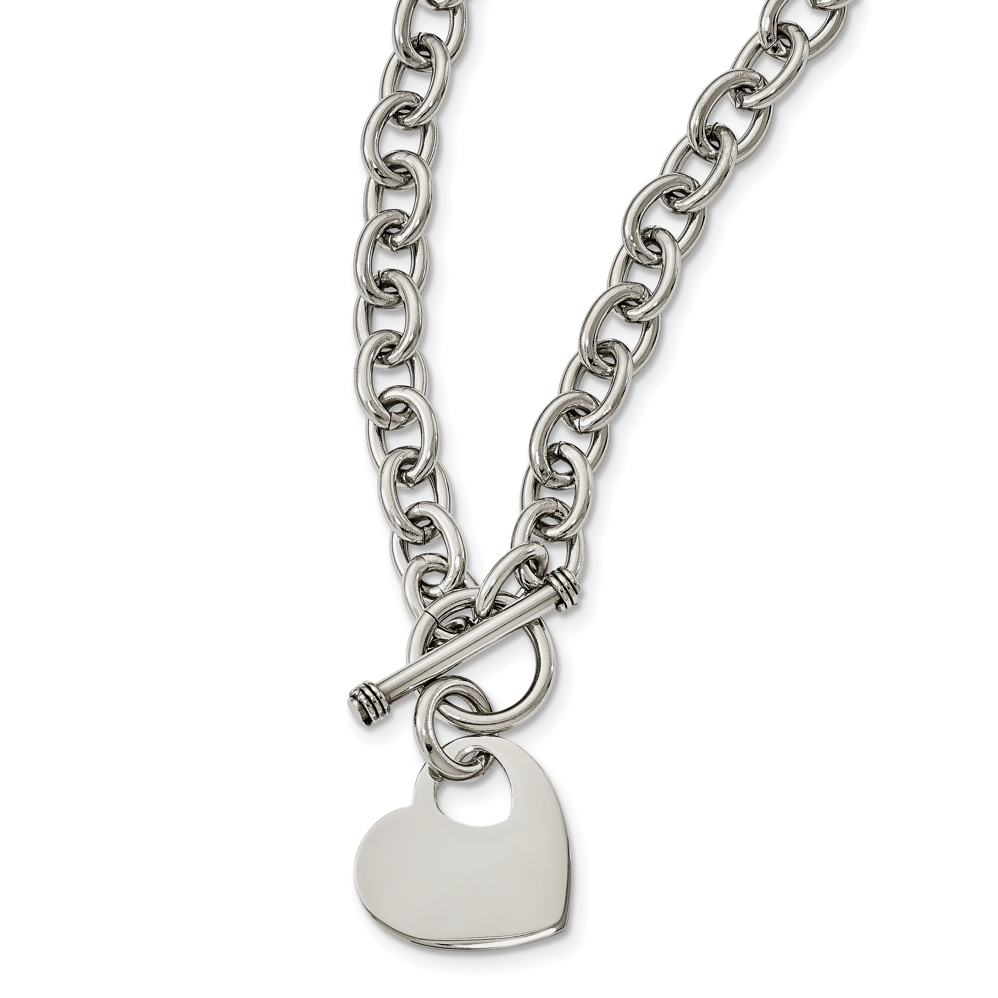 Chisel Stainless Steel Polished Heart Toggle Necklace - Walmart.com