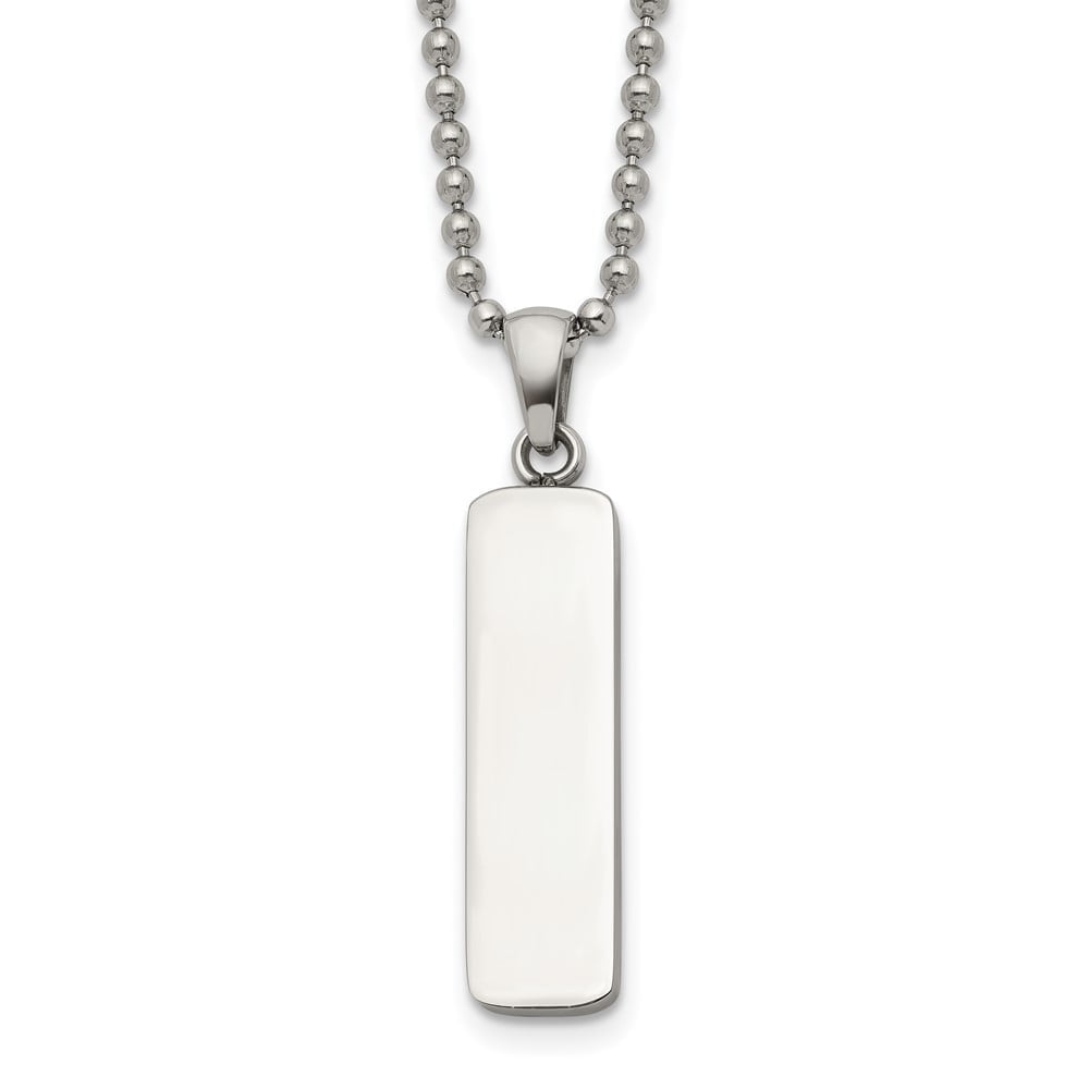 Chisel Stainless Steel Polished Vertical ID Bar Pendant on a 22 inch ...