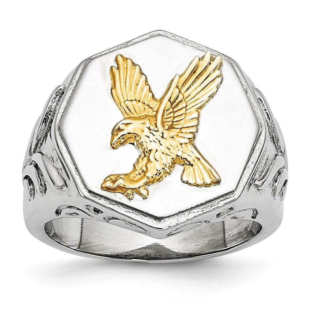 Chisel Stainless Steel Polished Yellow IP-plated with Sterling Silver ...