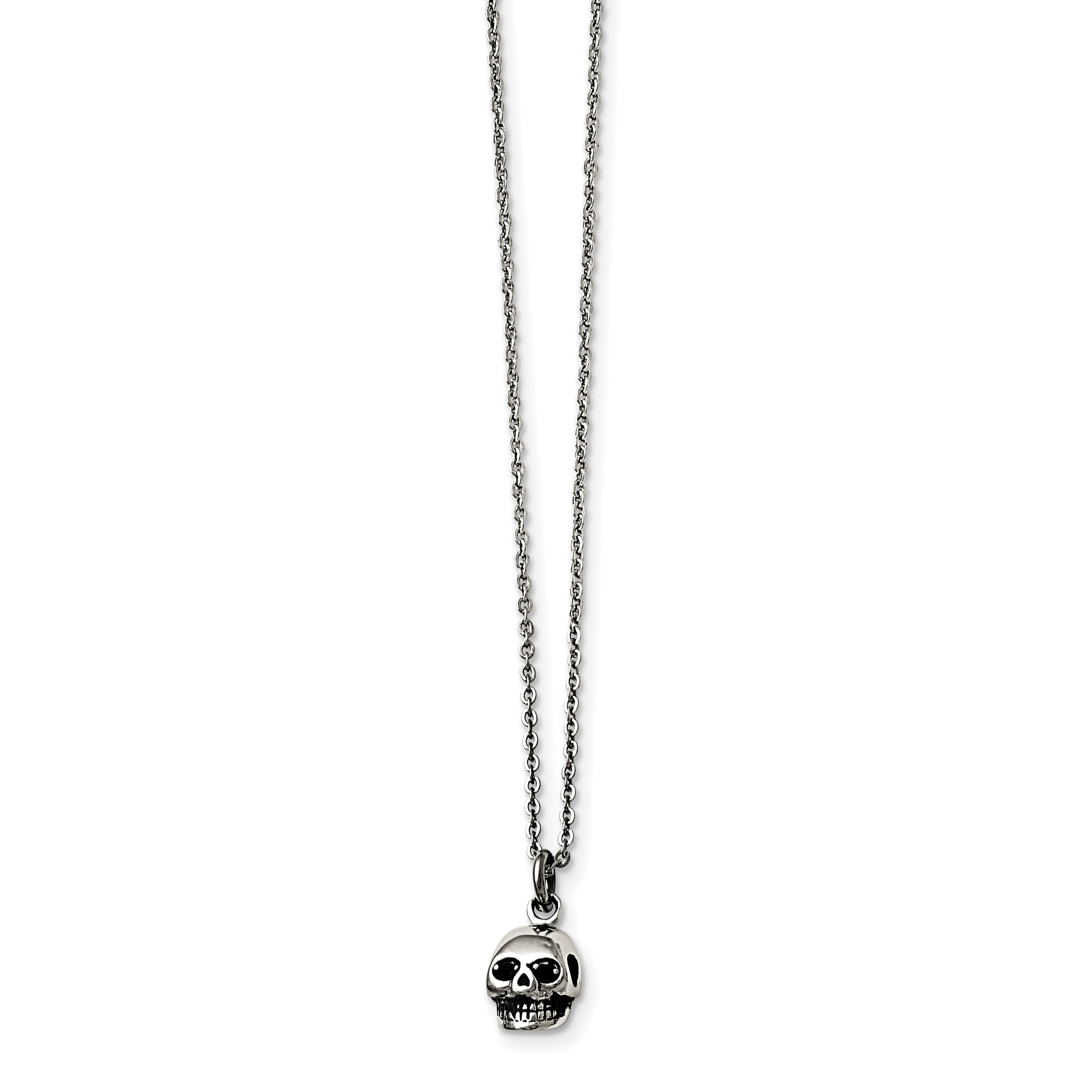 Chisel Stainless Steel Polished and Antiqued Skull 19in Necklace ...