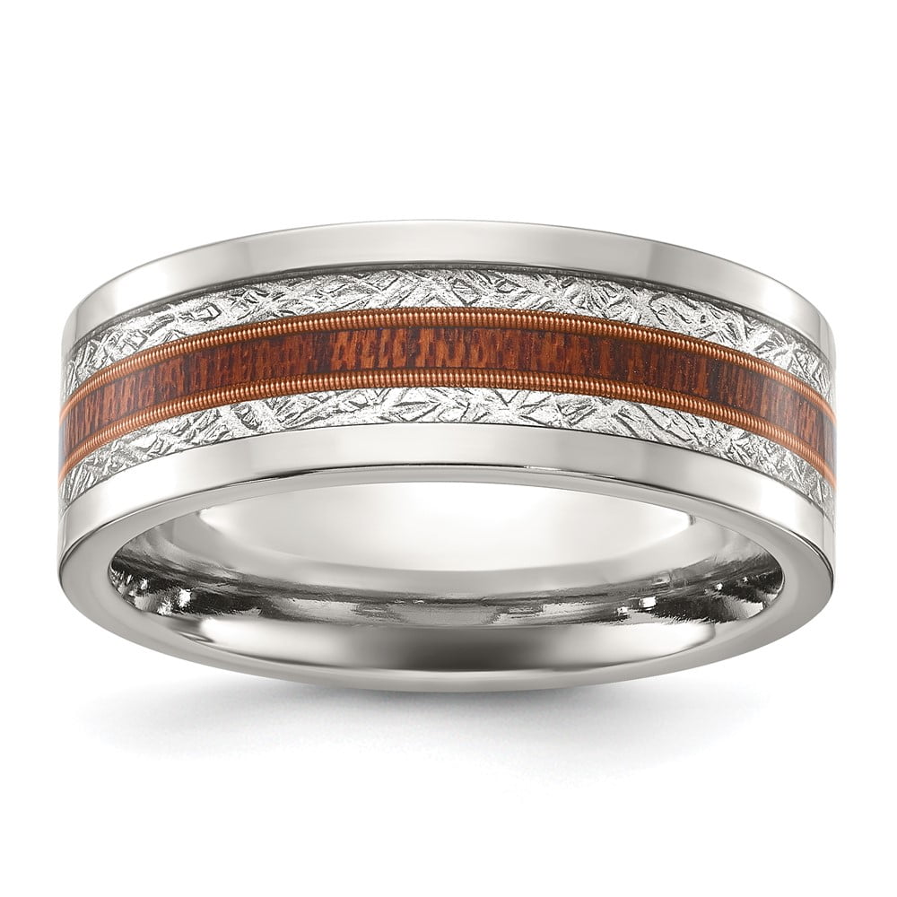 Chisel Stainless Steel Polished with Wood and Imitation Meteorite Inlay ...