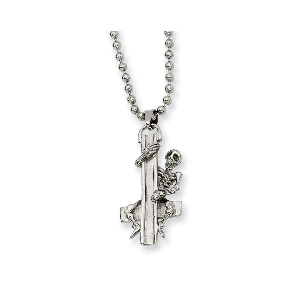 Chisel Stainless Steel Skeleton Hugging Cross Necklace - Walmart.com