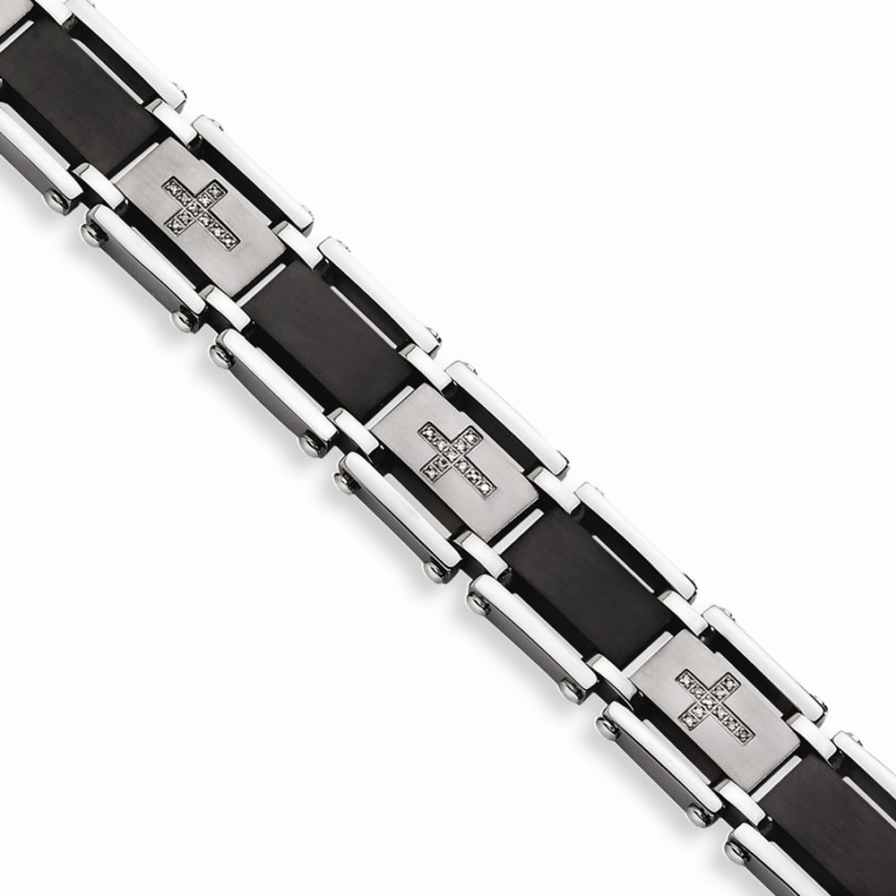 Chisel Stainless Steel and Black IP - 8.75 inches Bracelet - Walmart.com