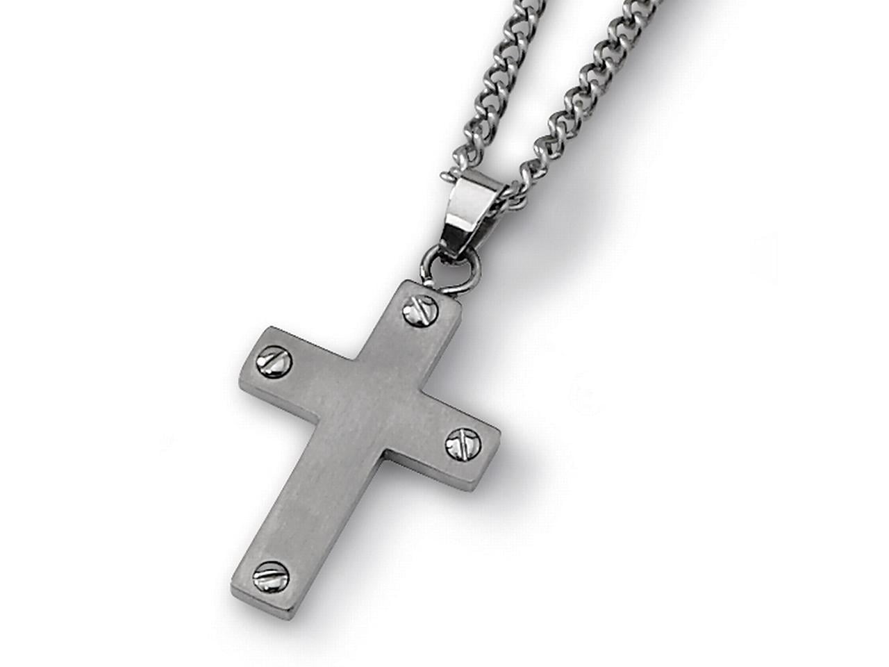 Chisel Titanium Cross with 22 inche Stainless Steel Chain Necklace ...
