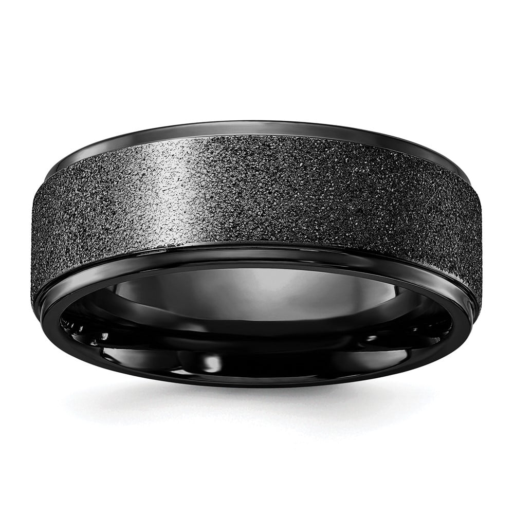 Chisel Titanium Polished Laser-cut Center Black IP-plated 8mm Band ...