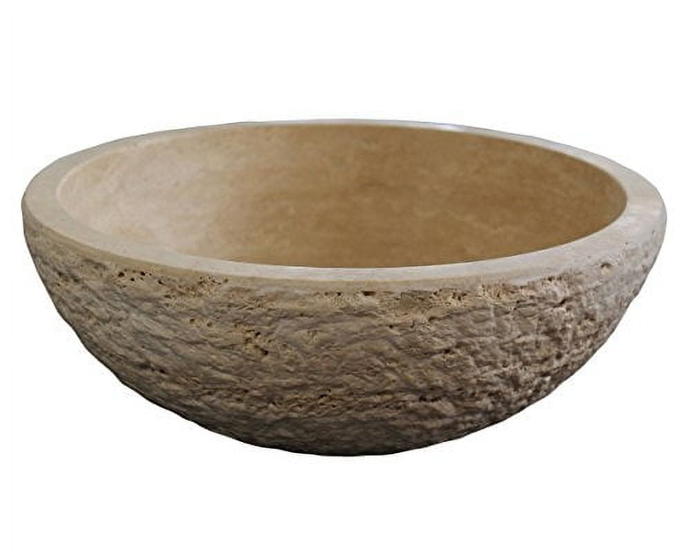 Chiseled Round Natural Stone Vessel Sink - Light Travertine - Walmart.com