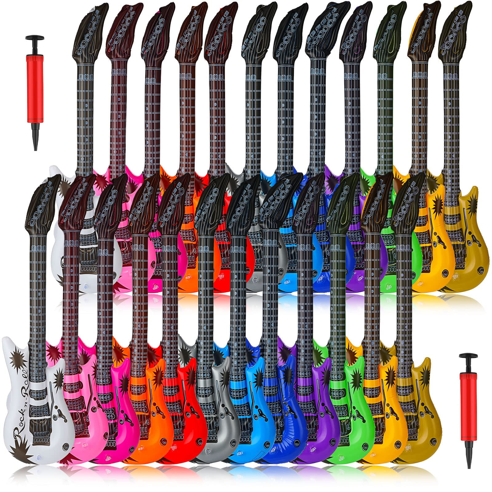 Chitidr 24 Pcs Inflatable Guitars for Parties Bulk Blow Rock Star ...