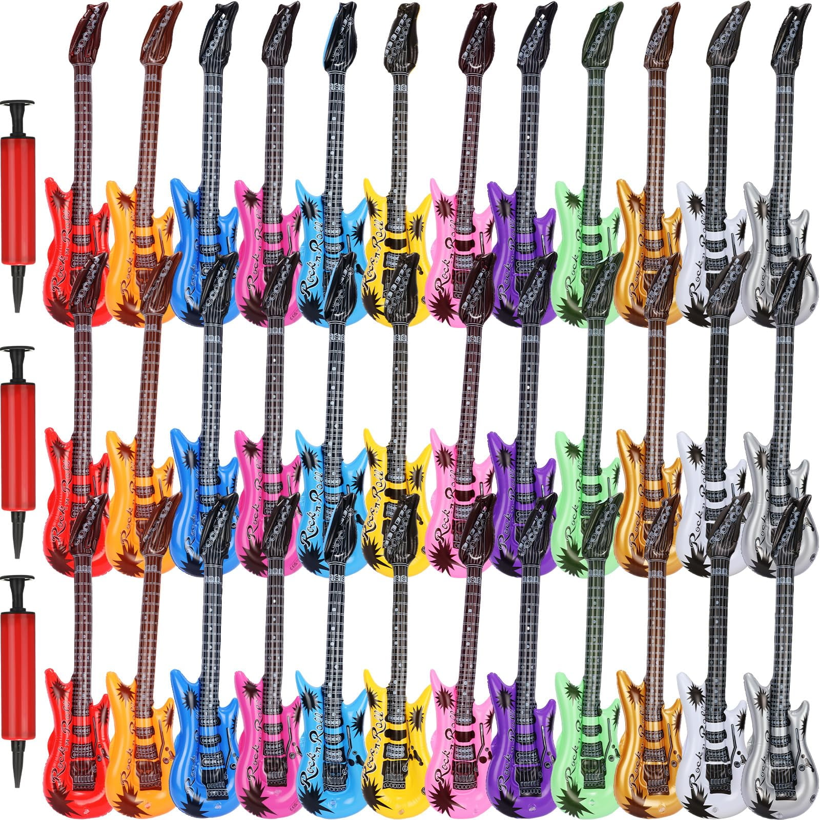 Chitidr 48 Pcs Inflatable Guitars for Parties Bulk Blow Rock Star ...