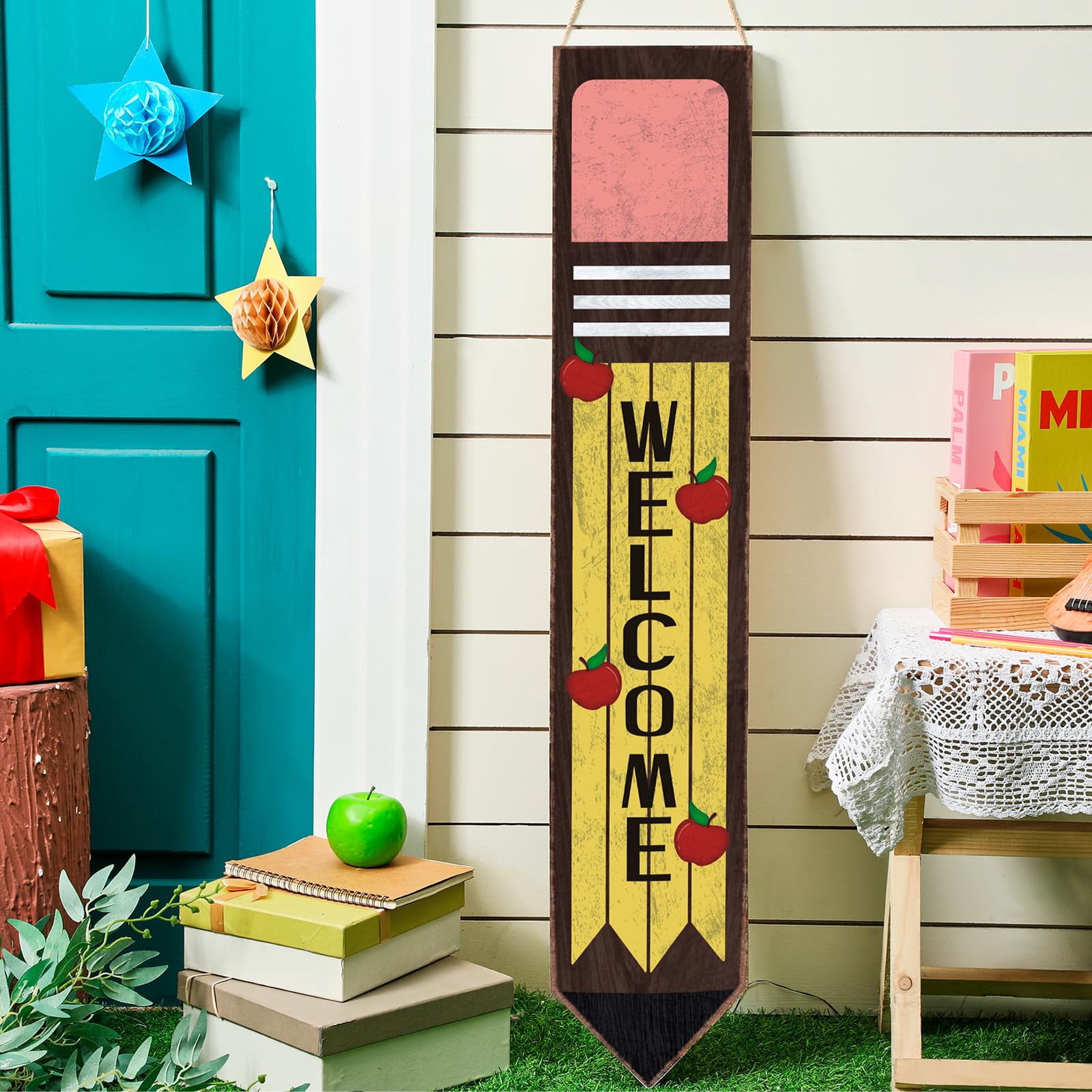 Chitidr Welcome Back to School Porch Sign 42'' Rustic Vertical Porch ...