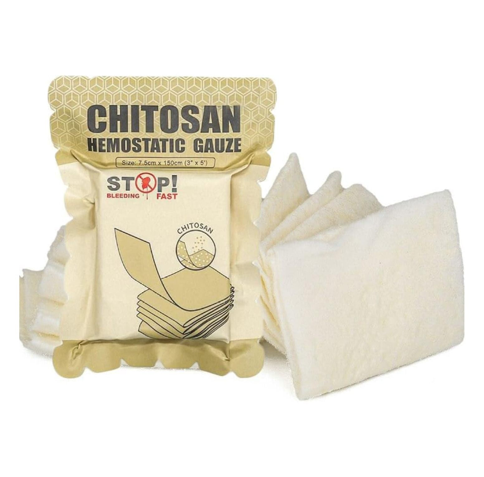 Chitosan 3" x 60" Hemostatic Quick Clotting Blood Stop Gauze for First ...